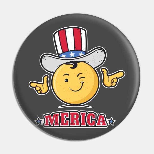 Uncle Sam Smiley Emoticon Merica - Merica - Pin | TeePublic