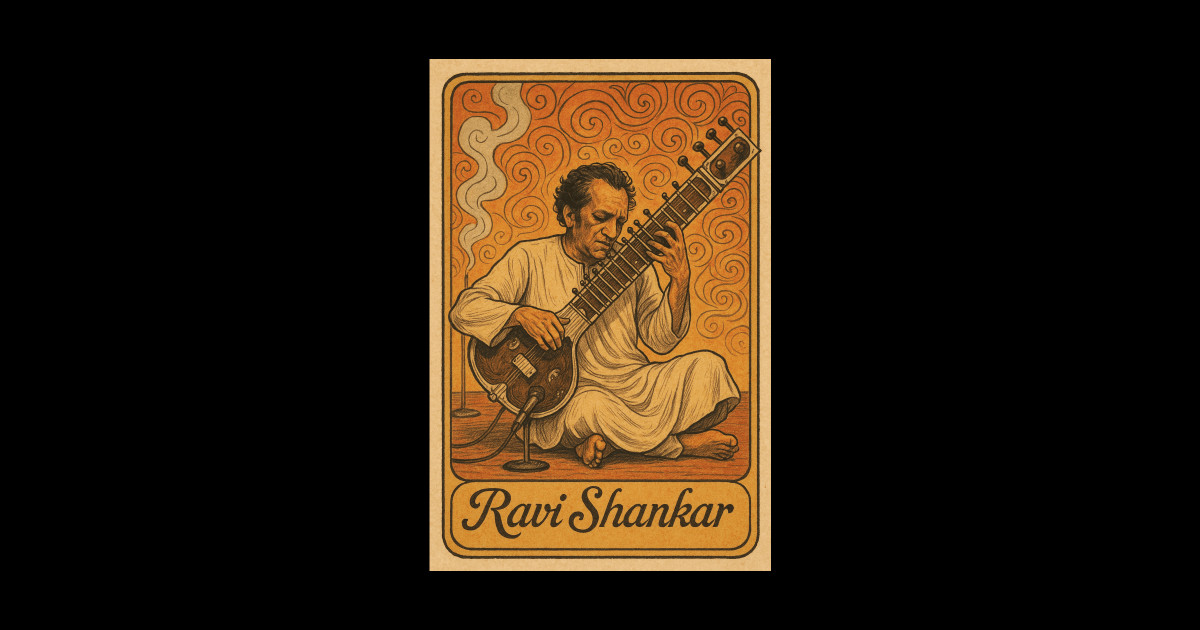 Ravi Shankar Woodstock 1969 Retro Trading Card - Ravi Shankar - Posters ...