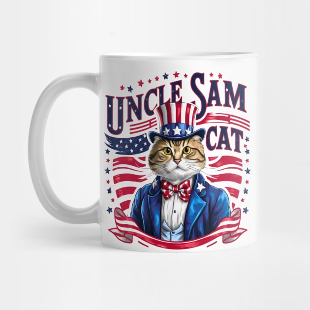 4th of july uncle sam cat 2024 - Fourth Of July 2024 - Mug | TeePublic