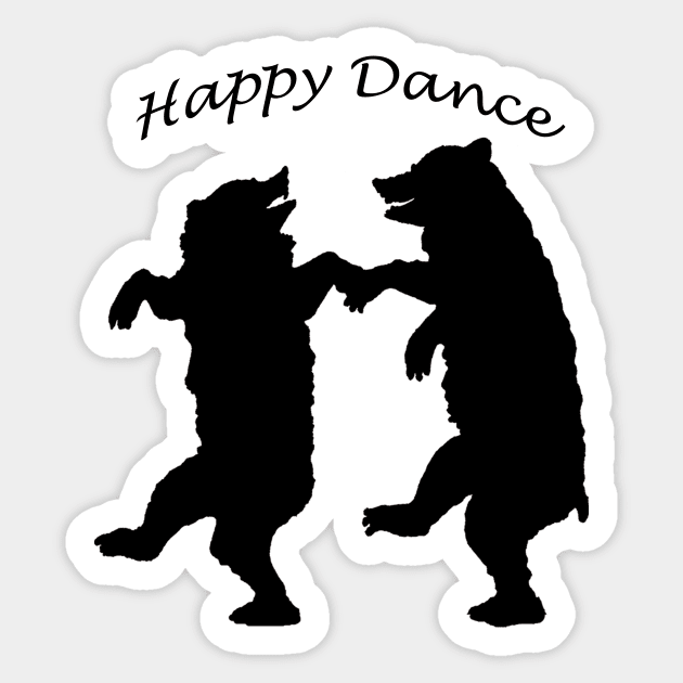 Black Silhouette Happy Dance Bears - Bears - Sticker | TeePublic