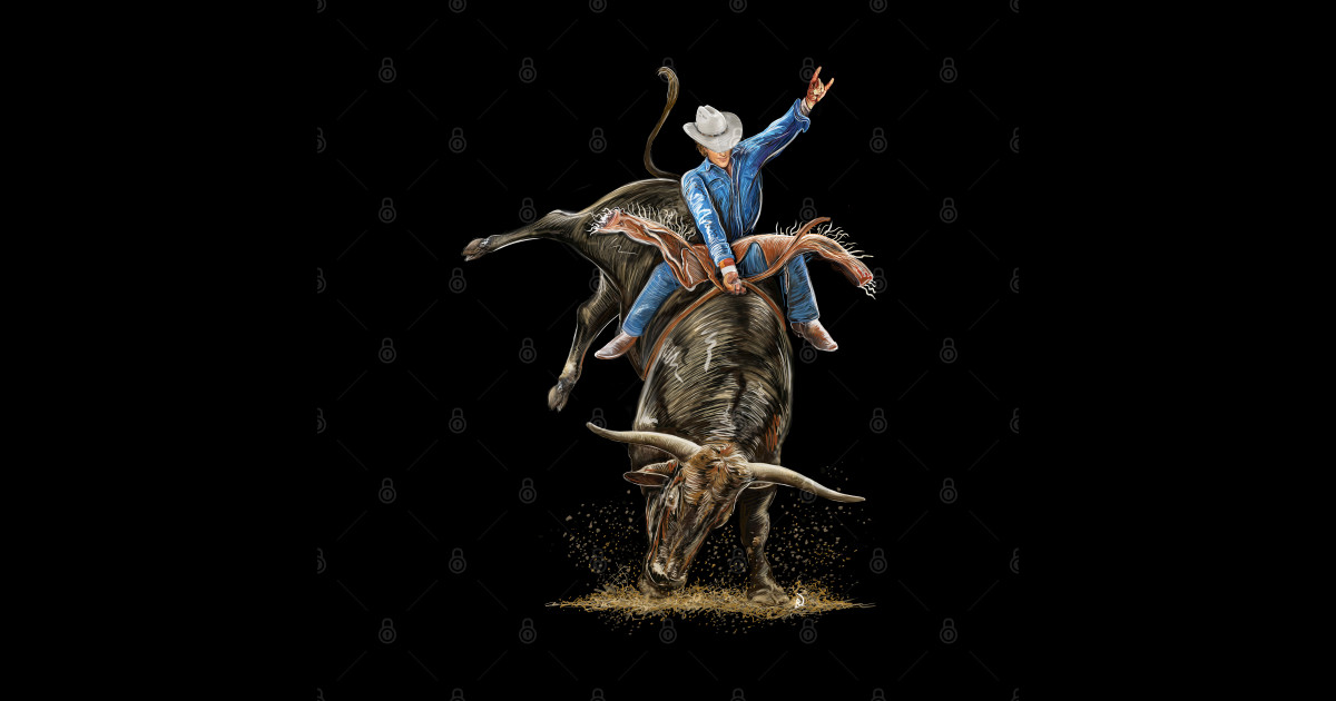 Bull Rider Rodeo Power Sport Western Art - Bull Rider - Sticker | TeePublic