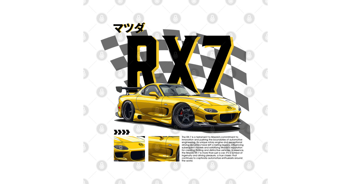 Yellow Mazda RX7 Classic - Jdm - T-Shirt | TeePublic
