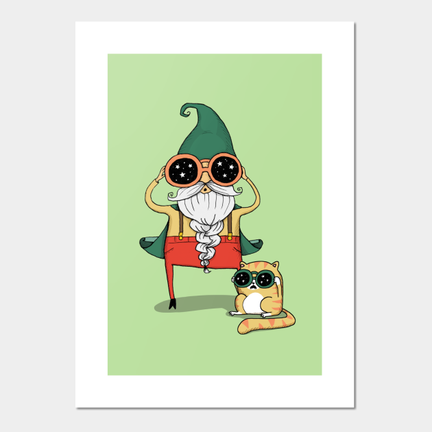 Wizard and Cat - Wizard - Posters and Art Prints | TeePublic