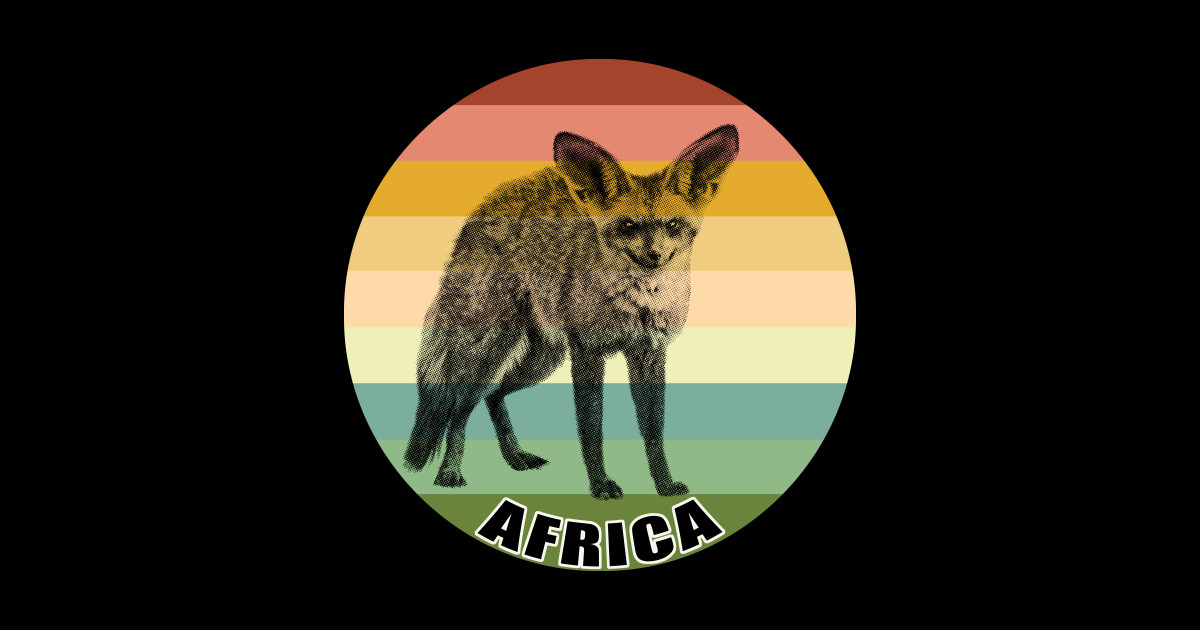 Bat-eared Fox on Vintage Retro Africa Sunset - Bat Eared Fox - Sticker ...
