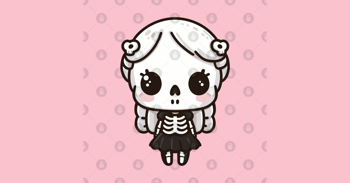 Cute Skeleton Girl In Kawaii Style | Kawaii Skeleton Design for ...