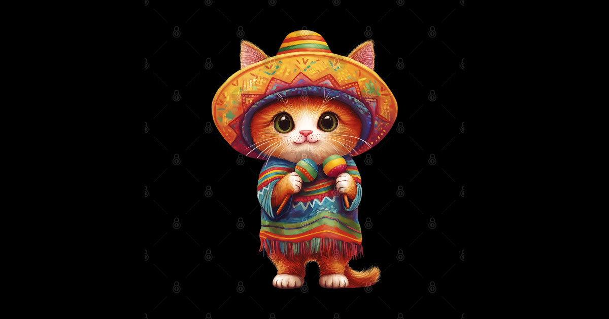 Dancing Cat Mariachi - Catshirt - Posters and Art Prints | TeePublic