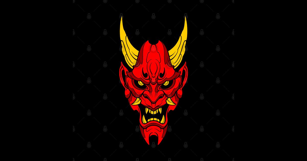 cool demon mask - Oni Mask - Sticker | TeePublic