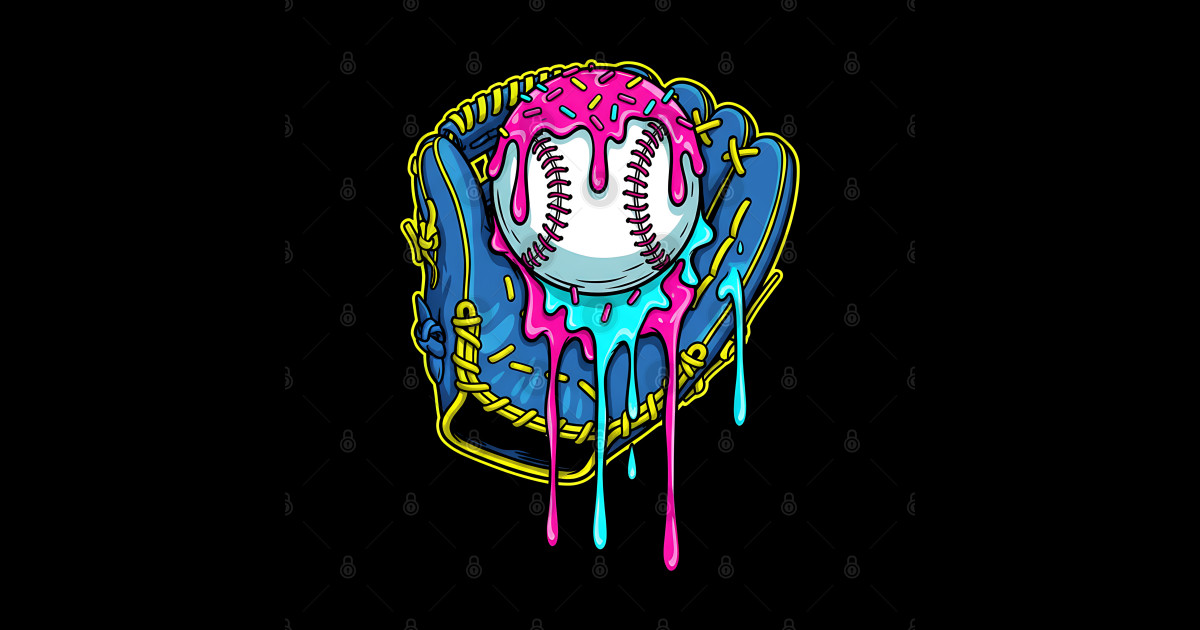 Baseball Drip For Boys Ice Cream Drip Boys Baseball Glove - Baseball ...