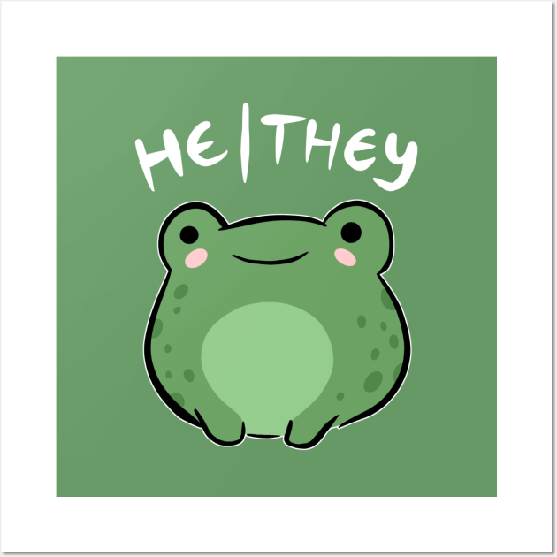 Cute Frog Celebrating He/They Pronouns - A Nonbinary Aesthetic for Enby ...