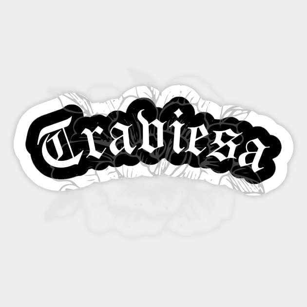 Traviesa - white flower design - Traviesa - Sticker | TeePublic