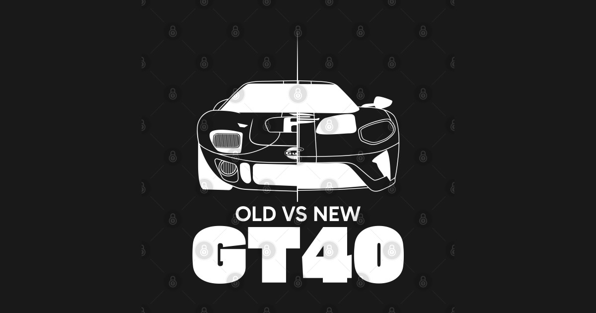 Old vs New GT40 White Outline - Car - T-Shirt | TeePublic