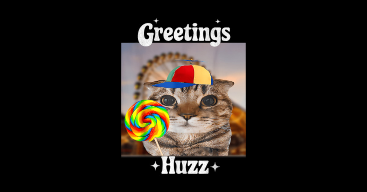 Greetings Huzz Meme Cat Lollipop - Greetings Huzz Meme - Sticker ...