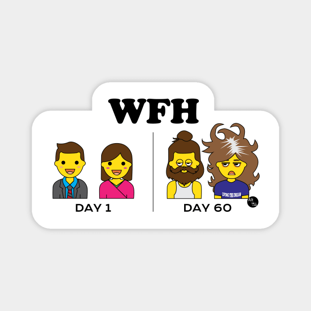 WFH Emoji Transformation - Wfh Life - Magnet | TeePublic