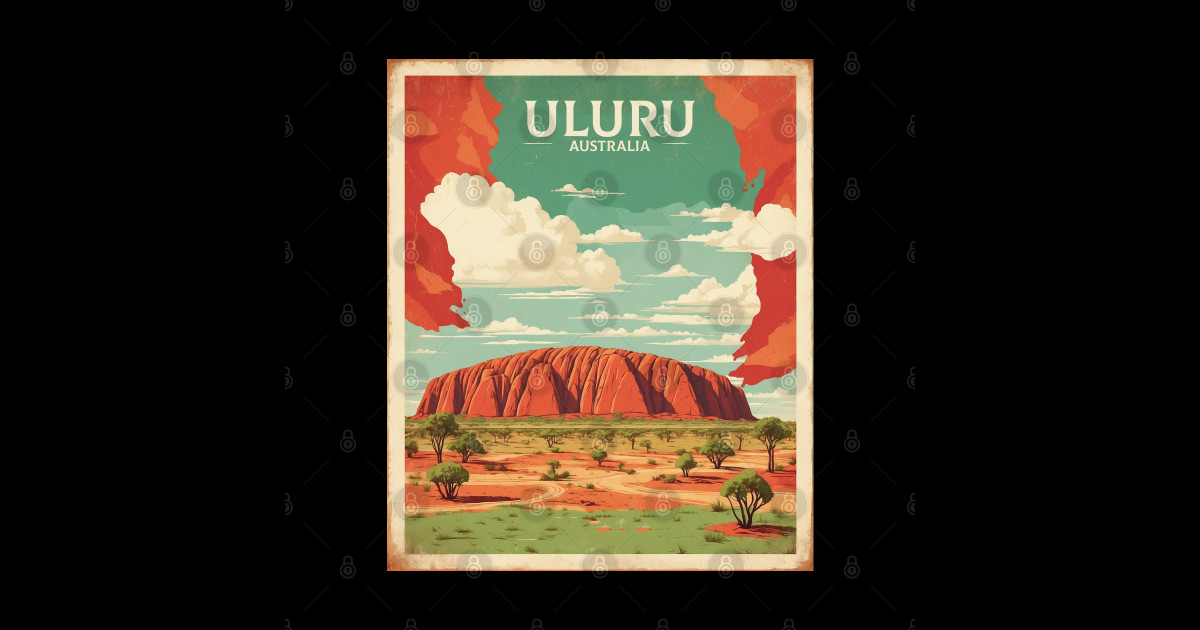 Uluru Australia Vintage Travel Poster Art - Australia - Sticker | TeePublic