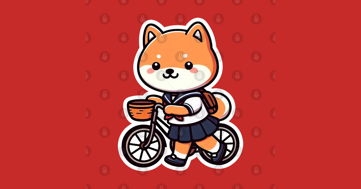 Shiba Inu School Bicycle - Shiba Inu - T-Shirt | TeePublic