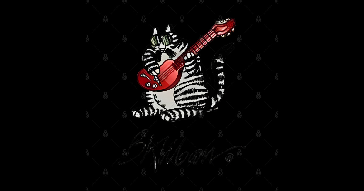 B Kliban Cat Guitar - Cat - Sticker | TeePublic