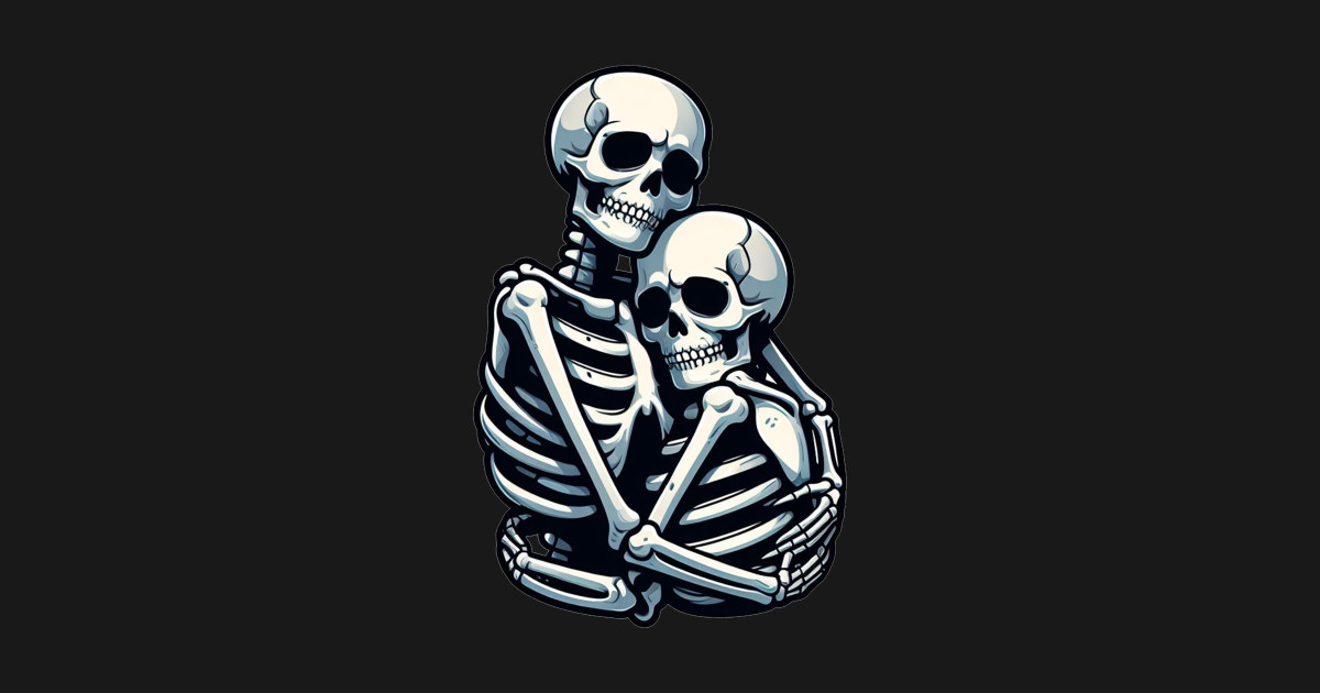 Hugging Skeletons - Lovely Skeletons - T-Shirt | TeePublic