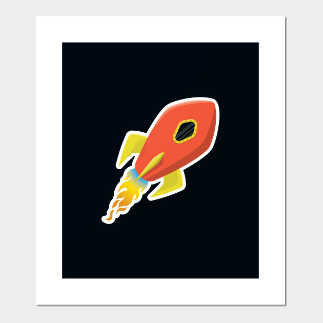 Cute Orange Rocket Ship - Cute Rocket Ship - Posters and Art Prints ...