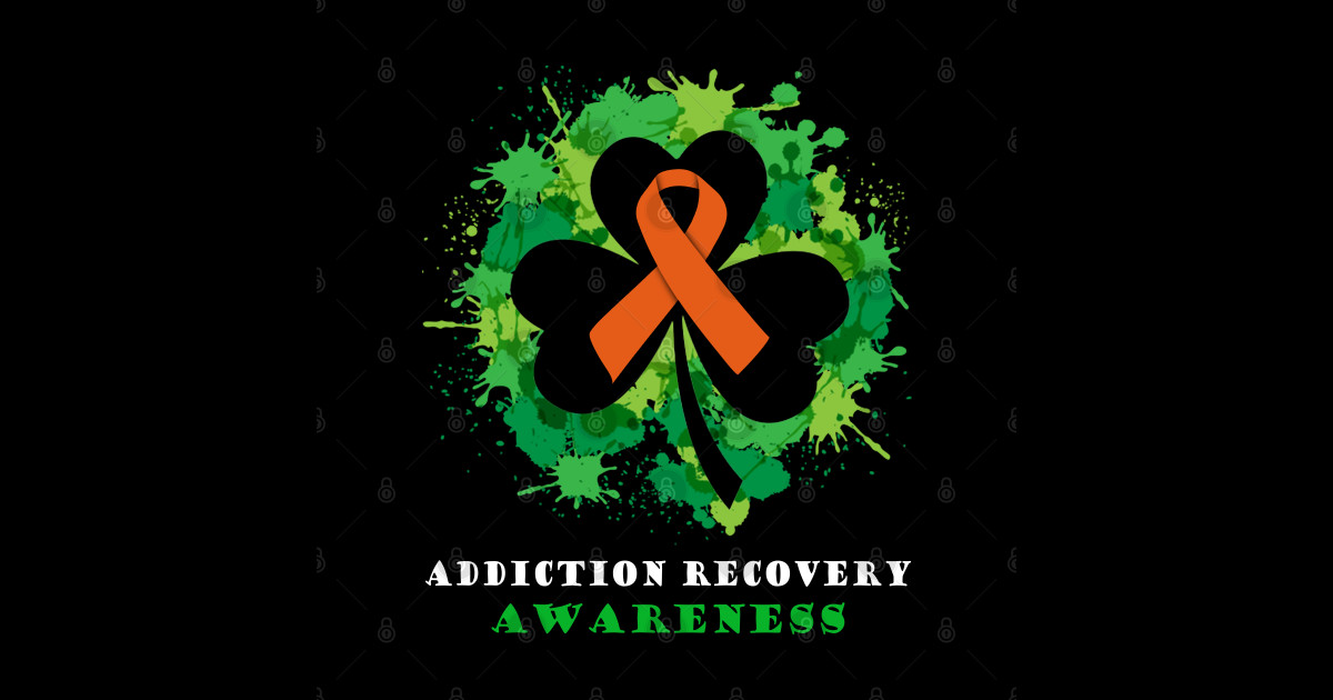 Addiction Recovery Awareness Ribbon Shamrock Saint Patrick's Day Happy ...