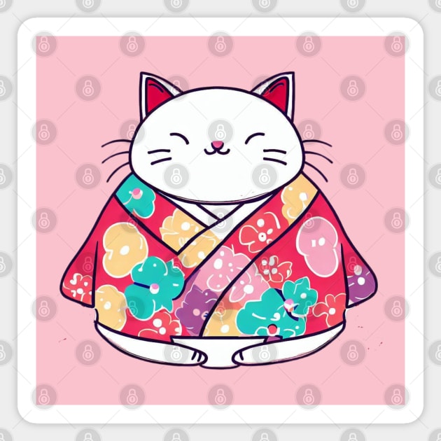 Japanese tabby cat - Cat - Sticker | TeePublic