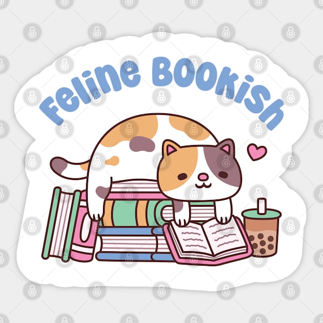 Cute Calico Cat Reading A Book Feline Bookish Pun - Calico Cat ...