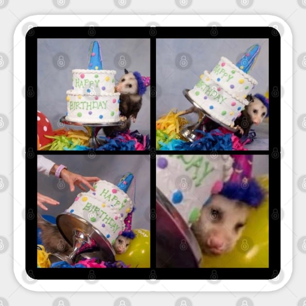 Happy Birthday | Sad Opossum Meme Design - Sad Opossum Meme - Sticker ...