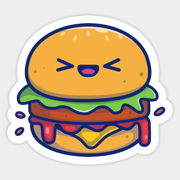 Cute Burger Cartoon - Burger - Sticker | TeePublic