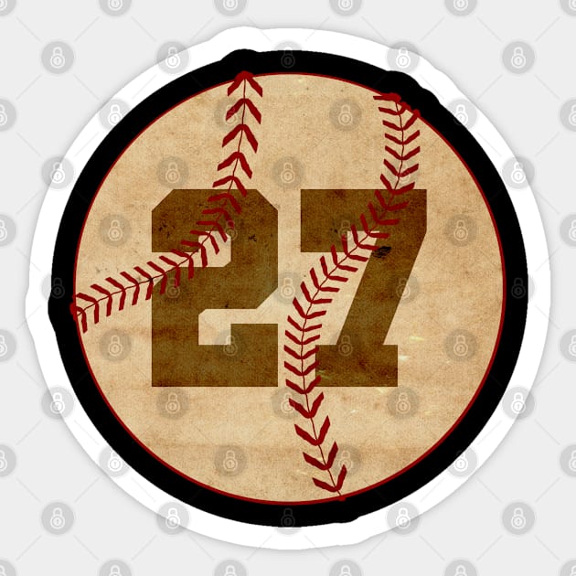 Baseball number || 27 || Vintage - Baseball - Sticker | TeePublic