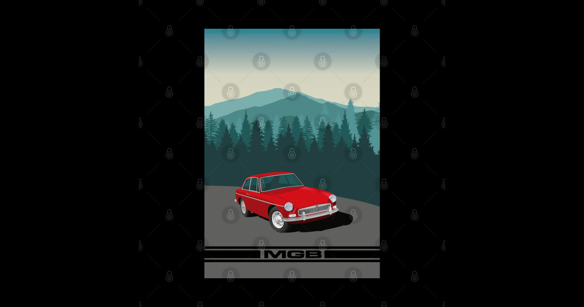 MGB GT Post-Card Style Poster - Mgb - Sticker | TeePublic
