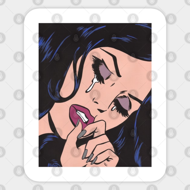Goth Crying Comic Girl - Pop Art - Sticker | TeePublic