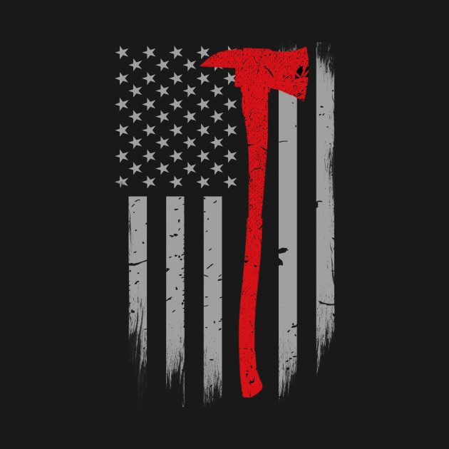 Thin Red Line Flag Firefighter Axe - Firefighter Gift - T-Shirt | TeePublic