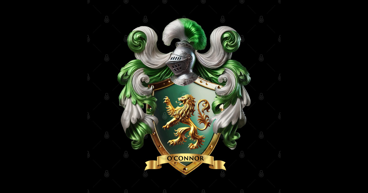 O’Connor Family Crest – Gold Lion on Emerald Shield - Oconnor - Sticker ...