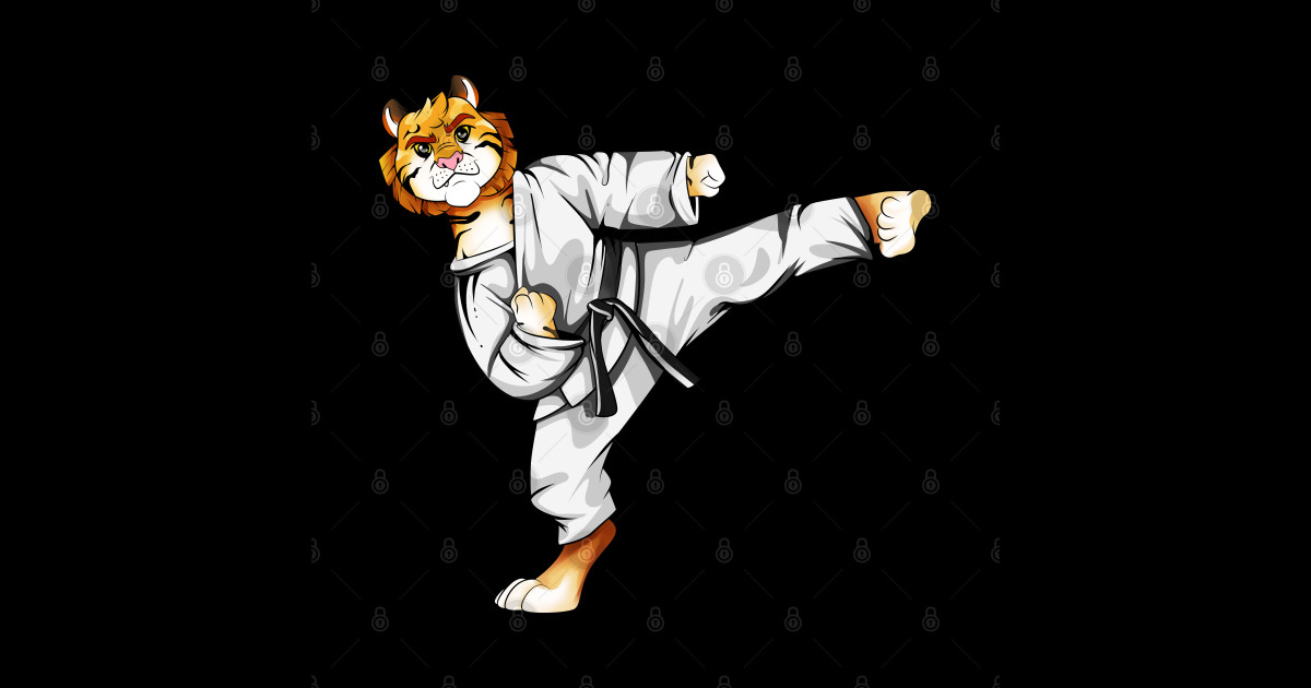 Cartoon Tiger does Tang Soo Do - Tang Soo Do Tiger - Sticker | TeePublic