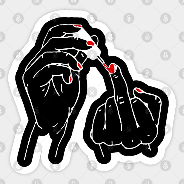 Painted Middle Finger Nail - Middle Finger Salute - Sticker | TeePublic