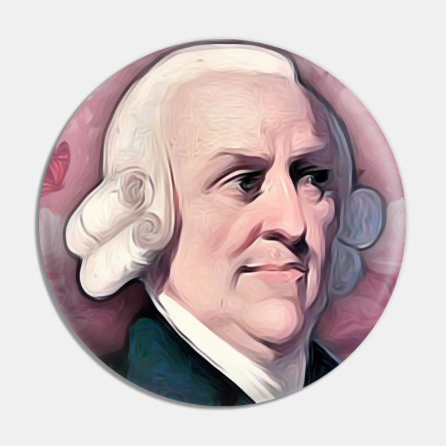 Adam Smith Portrait | Adam Smith Artwork 2 - Adam Smith - Pin | TeePublic
