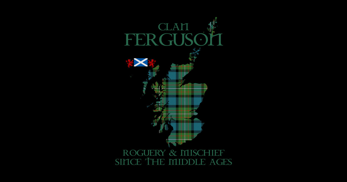 Clan Ferguson tartan Scotland map Saltire flag and lion rampant ...