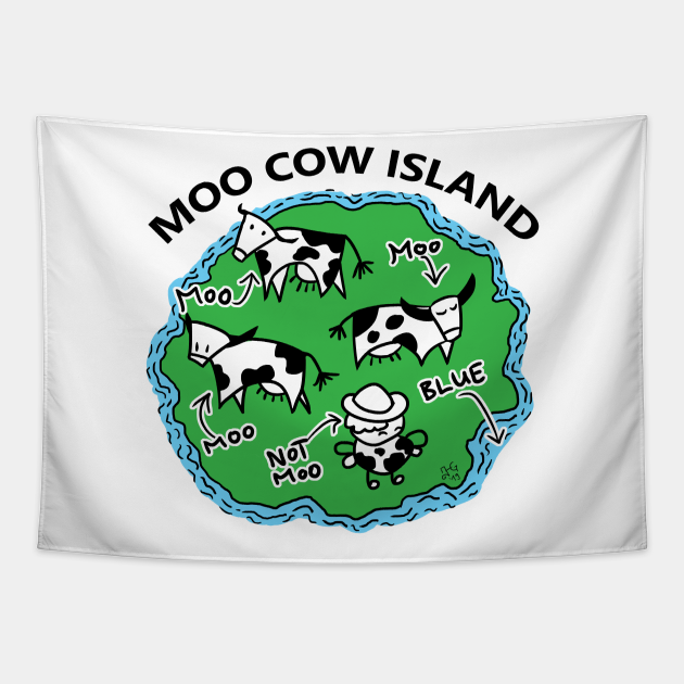 Moo Cow Island Map - Cow - Tapestry | TeePublic