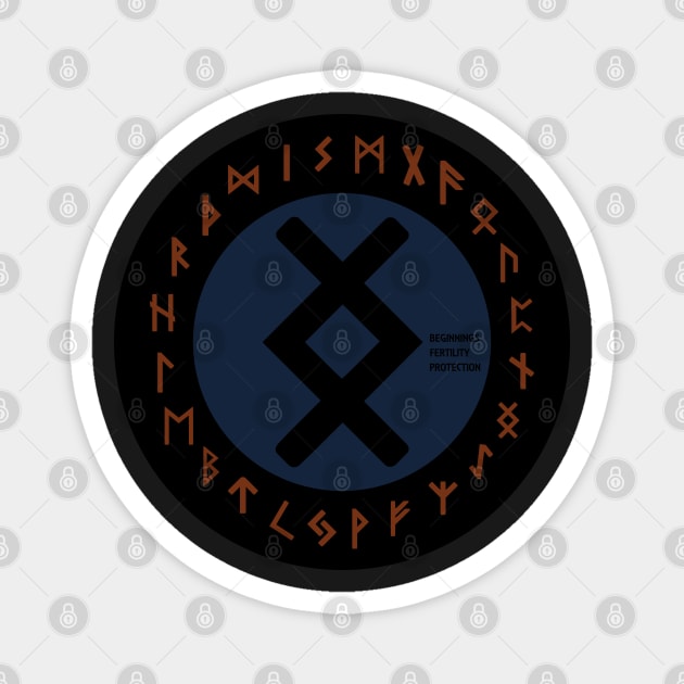 Blue Inguz Futhark Rune Symbol - Symbols - Magnet | TeePublic