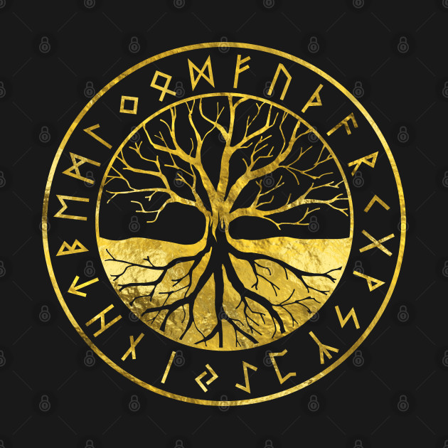 Tree of life -Yggdrasil and Runes alphabet - Tree Of Life - T-Shirt ...