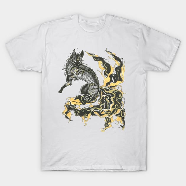 Flaming Kitsune - Fox - T-Shirt | TeePublic