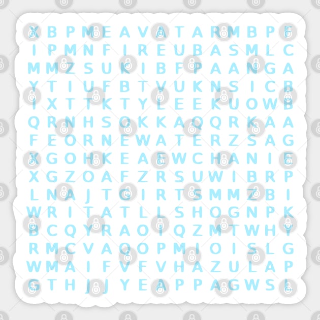 Avatar The Last Airbender Word Search - Aang - Sticker | TeePublic