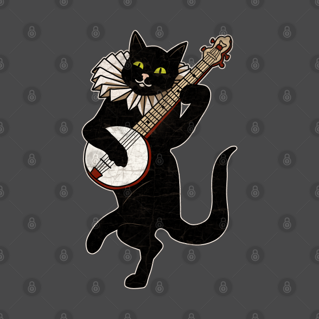 Vintage Cat Playing Banjo - Vintage Cat - T-Shirt | TeePublic
