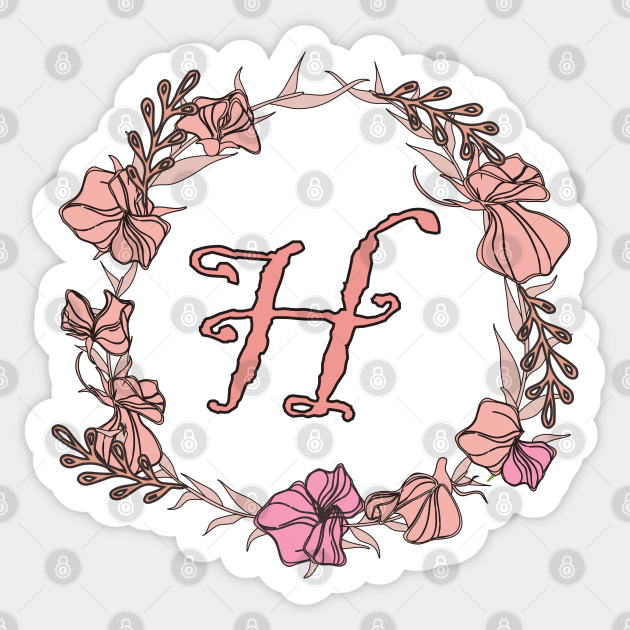 Letter H Rose Pink Initial Monogram - Letter h - Letter H - Sticker ...
