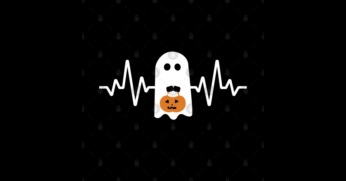 Funny Pumpkin Boo Ghost Heartbeat Halloween - Halloween - Sticker ...