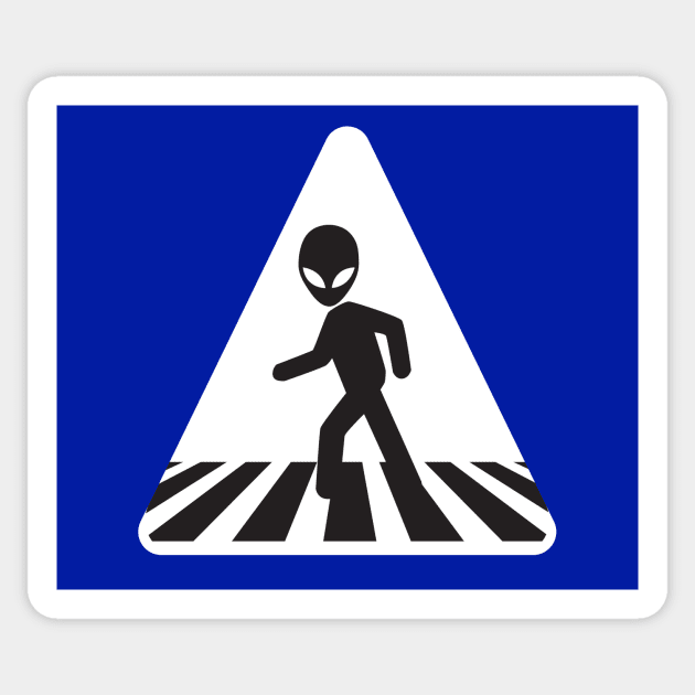 Alien pedestrian Crossing Sign - Alien Sign - Sticker | TeePublic