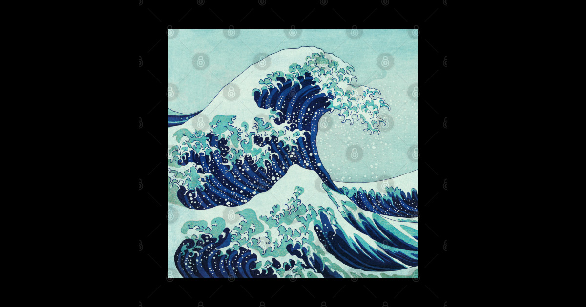 Hokusai Big Blue Wave Illustration - Big Wave - Sticker | TeePublic