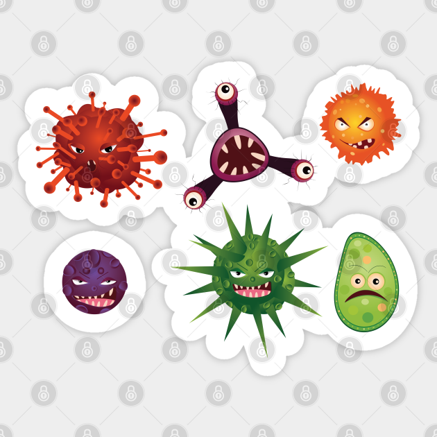 Cartoon Viruses - Viruses - Sticker | TeePublic