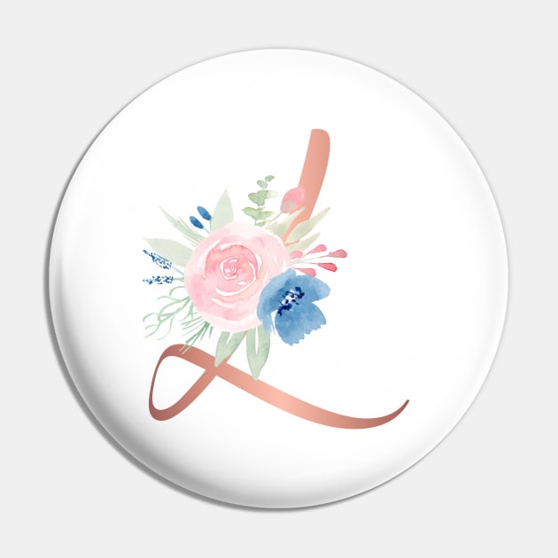 Letter L Rose Gold and Watercolor Blush Pink and Navy - Letter L - Pin ...
