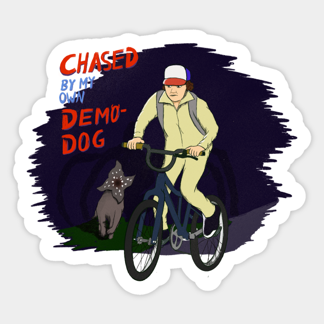 Dustin and Demo-Dog - Stranger Things - Sticker | TeePublic