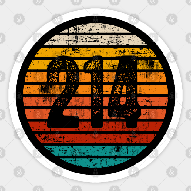 Distressed Vintage Sunset 214 Area Code - 214 Area Code - Sticker ...